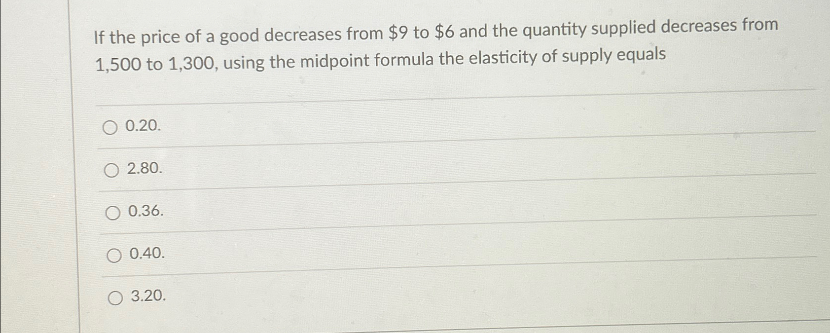 Solved If the price of a good decreases from $9 ﻿to $6 ﻿and | Chegg.com