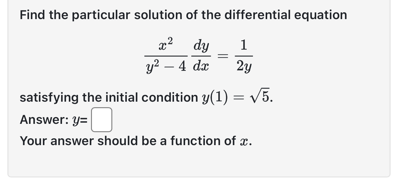 Solved Find the particular solution of the differential | Chegg.com
