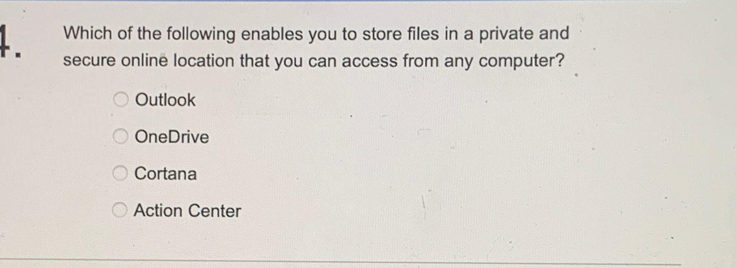 Solved Which of the following enables you to store files in | Chegg.com