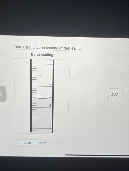 Solved Trial 3: Initial buret reading of NaOH (mL) Buret | Chegg.com