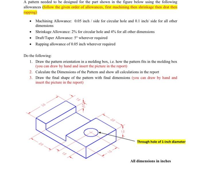 Solved A pattern needed to be designed for the part shown in | Chegg.com
