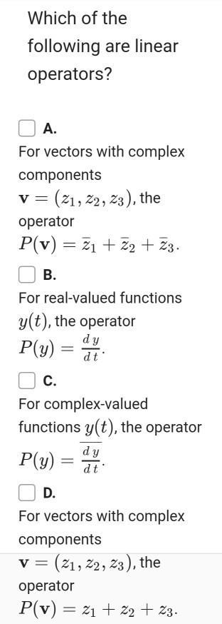 Solved Which Of The Following Are Linear Operators A For 