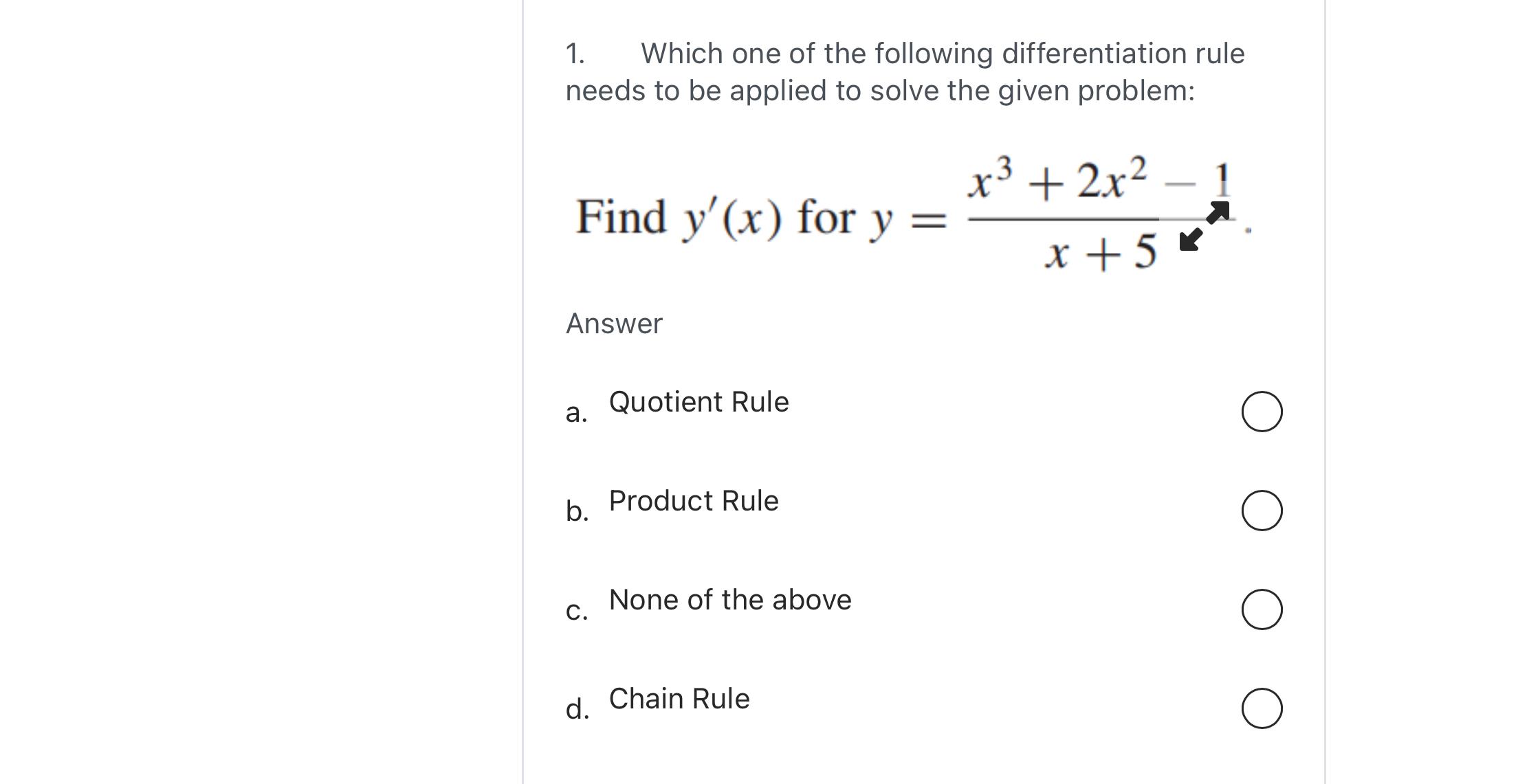 Solved Which one of the following differentiation rule needs | Chegg.com