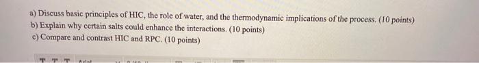 Solved a) Discuss basic principles of HIC, the role of | Chegg.com