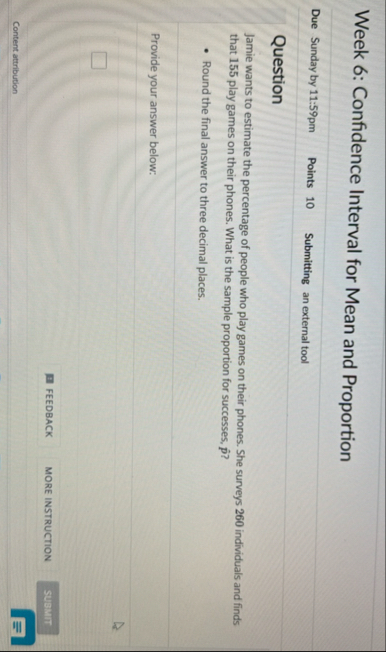 Solved Week 6: Confidence Interval for Mean and | Chegg.com