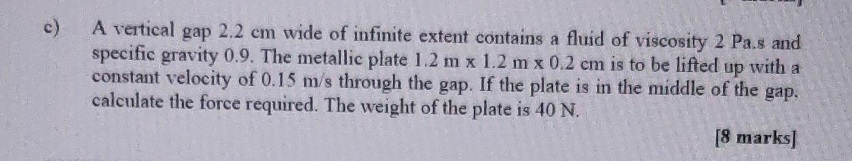 Solved c) A vertical gap 2.2 cm wide of infinite extent | Chegg.com