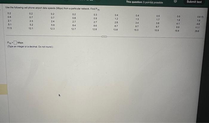 Solved P75= Mops (Type an integer or a decimal. Do net | Chegg.com