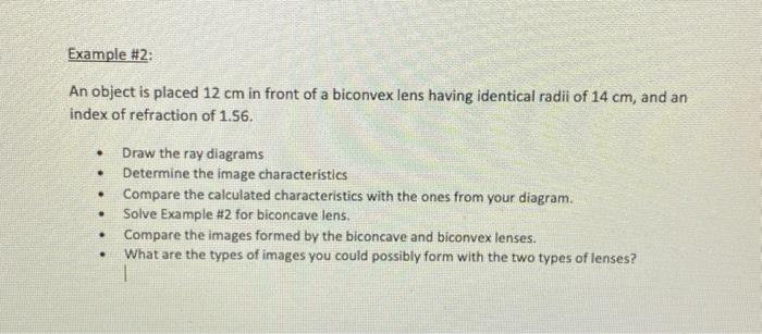 Solved Example \#2: An object is placed 12 cm in front of a | Chegg.com