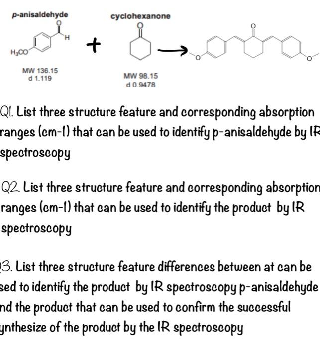 Solved p-anisaldehyde Q1. List three structure feature and | Chegg.com