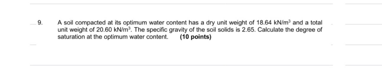 Solved by an EXPERT A soil compacted at its optimum water content has a ...