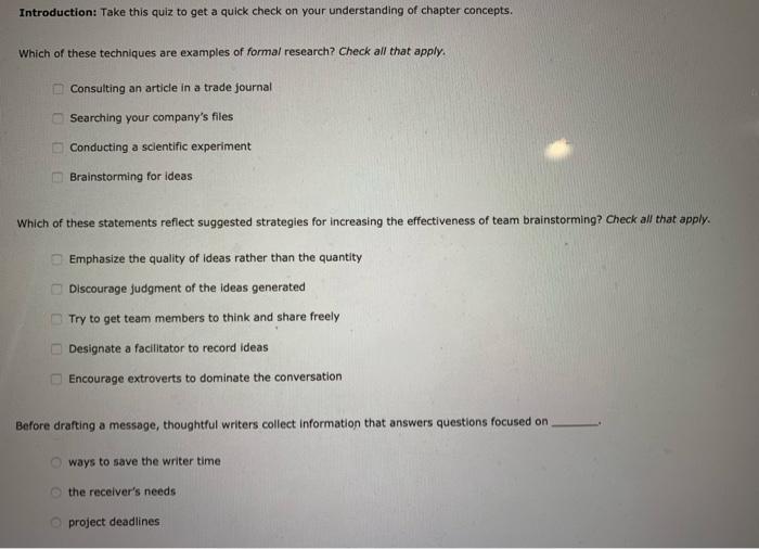 Which of these techniques are examples of formal | Chegg.com
