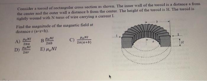Solved Consider a toroid of rectangular cross section as | Chegg.com
