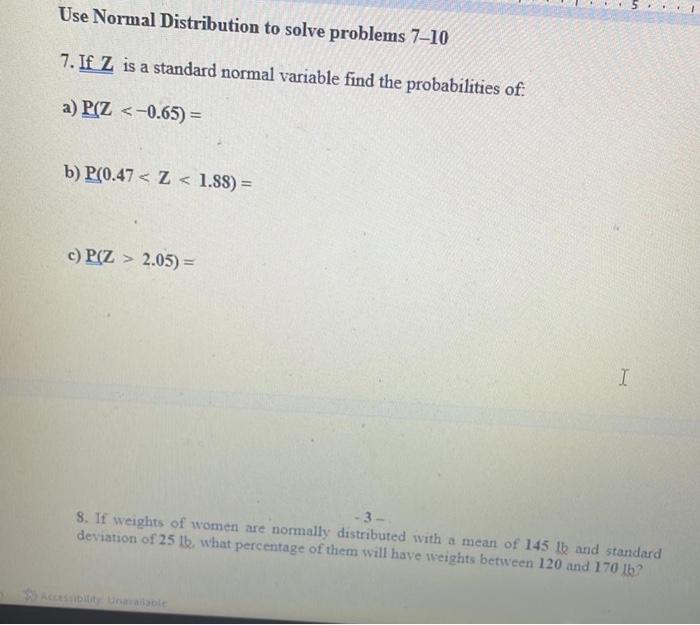 Solved Use Normal Distribution to solve problems 7–10 7. If | Chegg.com