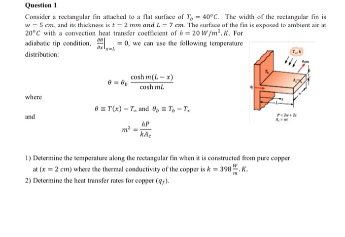 Solved Question 1 Consider a rectangular fin attached to a | Chegg.com