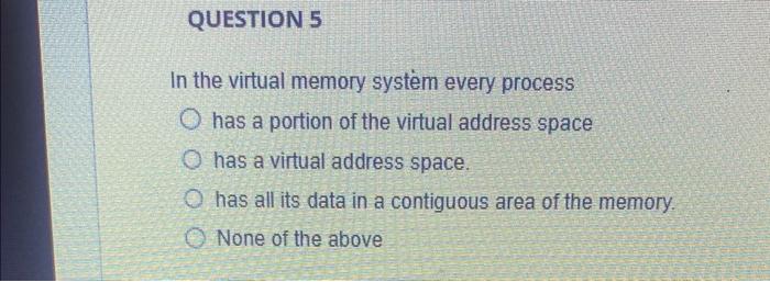 Solved In the virtual memory system every process has a | Chegg.com