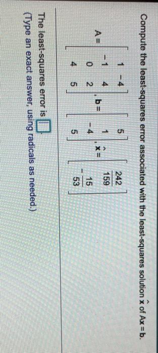 Solved Compute the least-squares error associated with the | Chegg.com