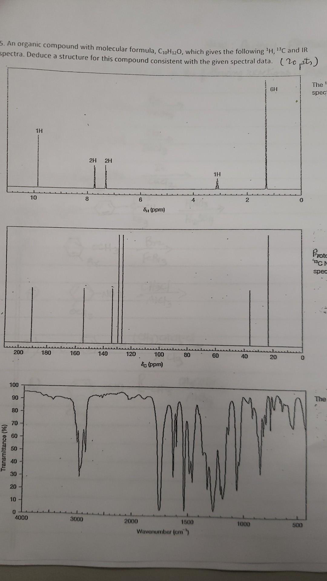 Solved An organic compound with molecular formula, C10H12O, | Chegg.com