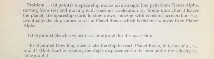 Solved Problem 1. (14 points) A space ship moves on a | Chegg.com