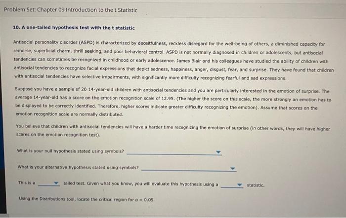 Solved Problem Set: Chapter 09 Introduction to the t | Chegg.com