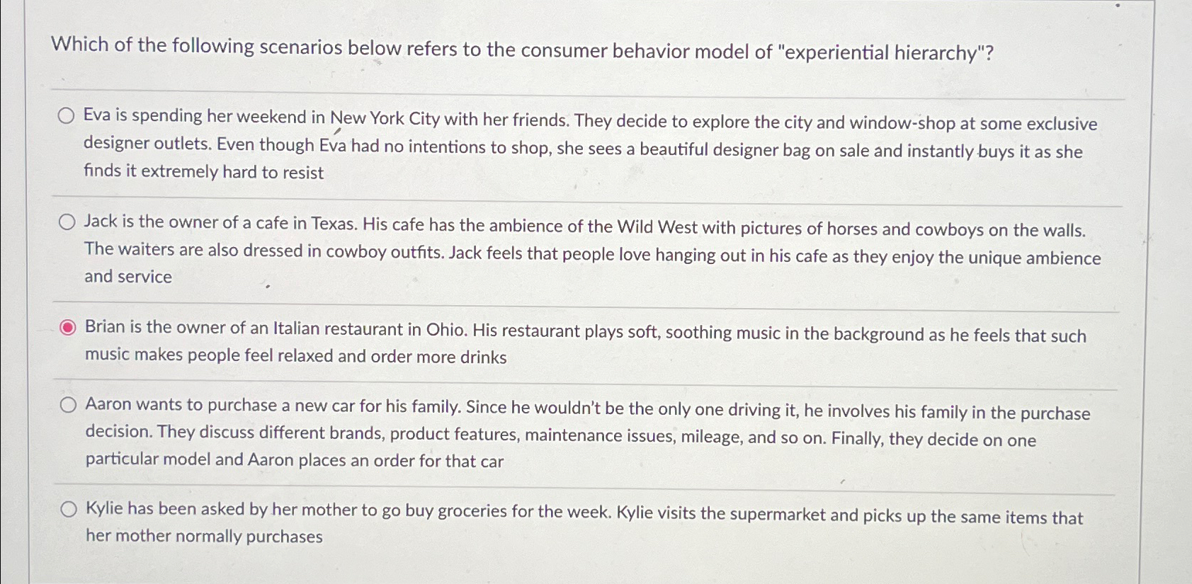 Solved Which of the following scenarios below refers to the | Chegg.com