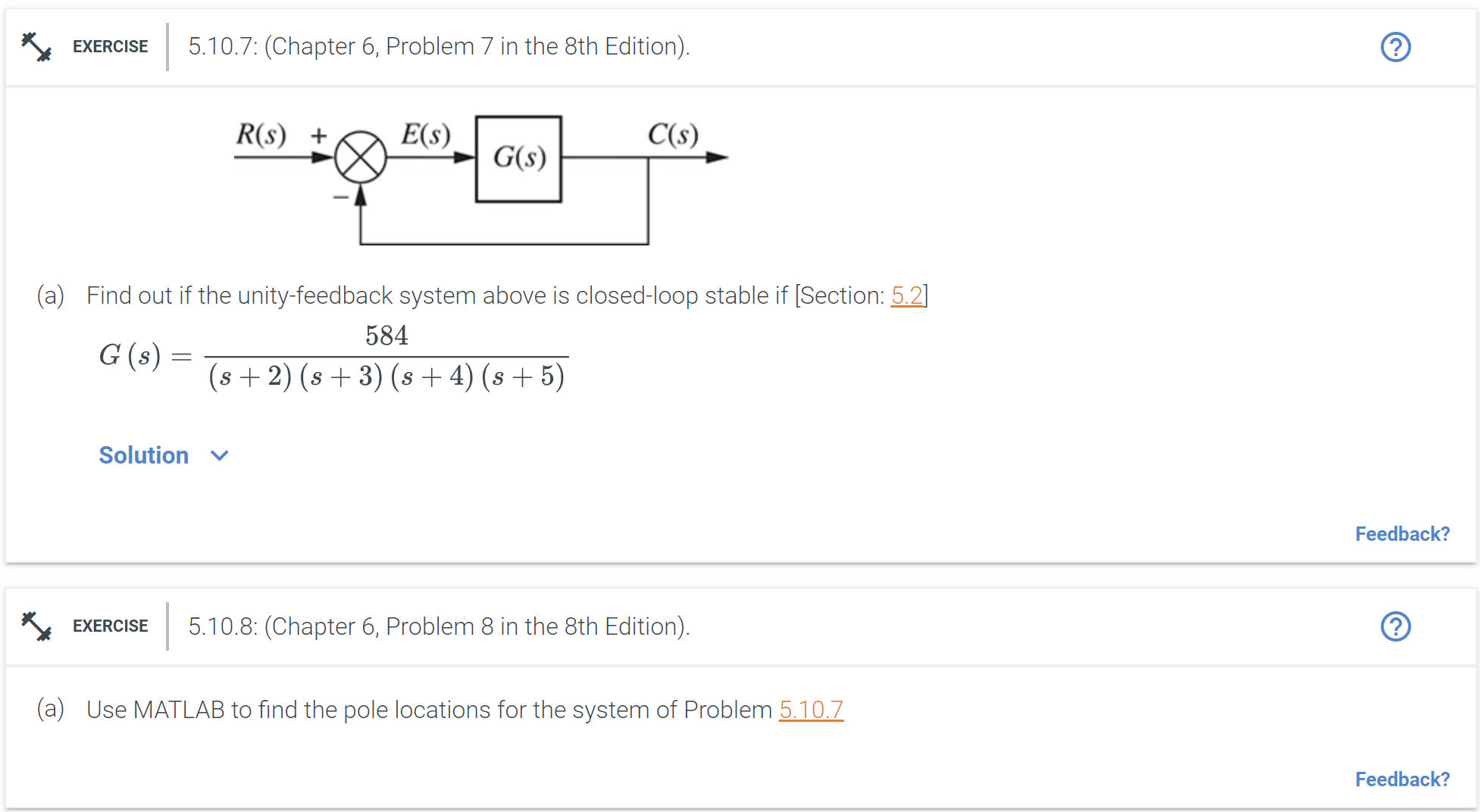 (a) ﻿Find out if the unity-feedback system above is | Chegg.com