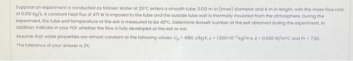 Solved Suppose an experiment is conducted as follows: Water | Chegg.com