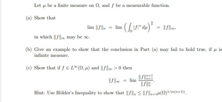 Solved Let μ Be A Finite Measure On Ω And F Be A Measurable