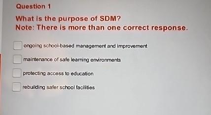 Solved Question 1What is the purpose of SDM?Note: There is | Chegg.com