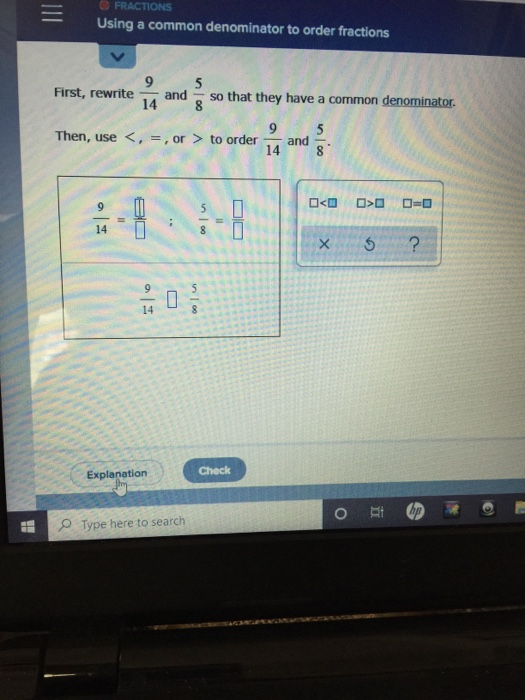 Solved Fractions Using A Common Denominator To Order