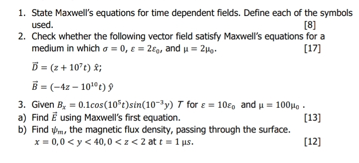 Solved State Maxwell's equations for time dependent fields. | Chegg.com