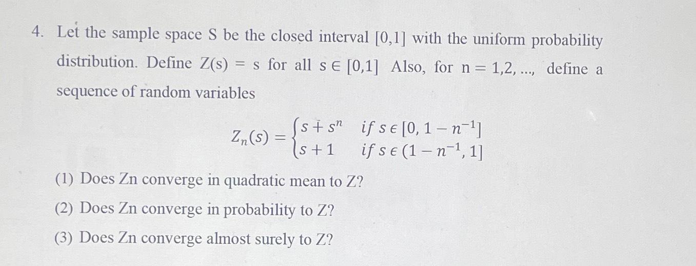 Solved Let the sample space S ﻿be the closed interval 0,1 | Chegg.com