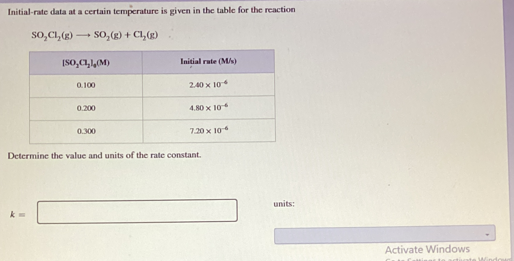 Solved Initial Rate Data At A Certain Temperature Is Given