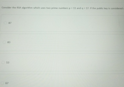 Solved Consider the RSA algorithm which uses two prime | Chegg.com