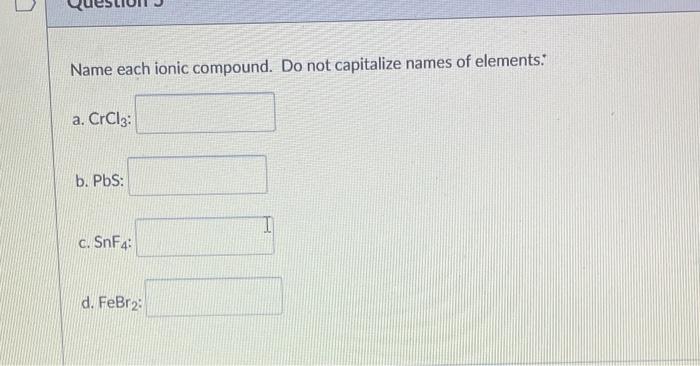 Solved Name each ionic compound. Do not capitalize names of | Chegg.com