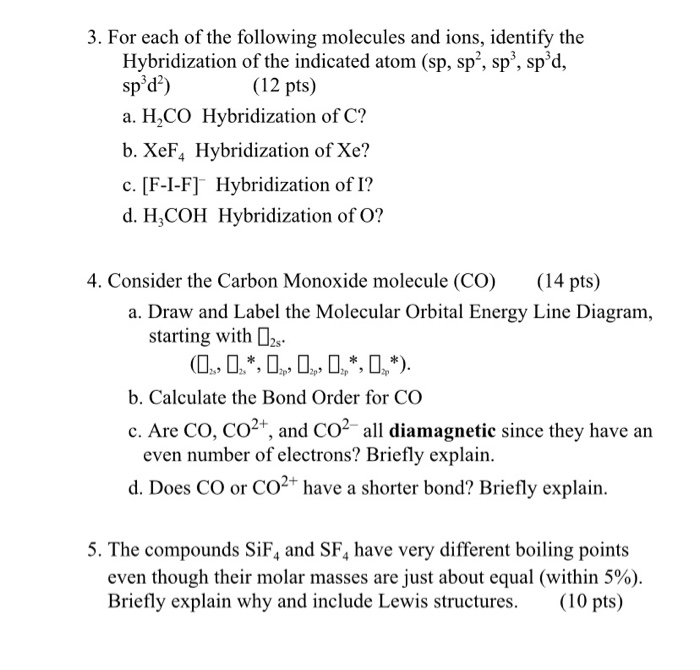 Solved 3. For each of the following molecules and ions, | Chegg.com
