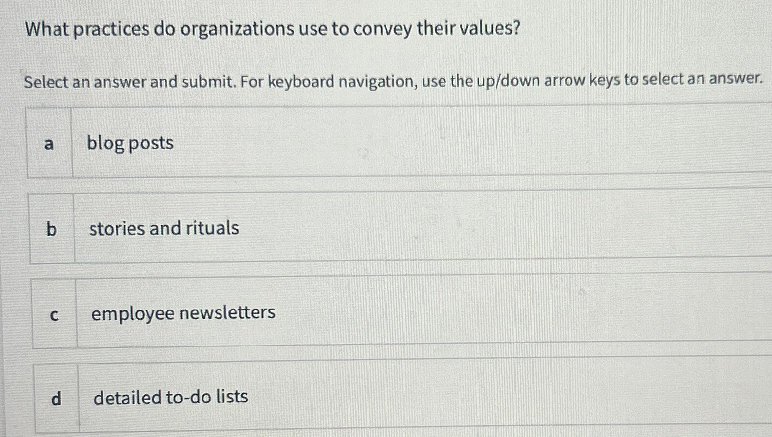 Solved What practices do organizations use to convey their | Chegg.com