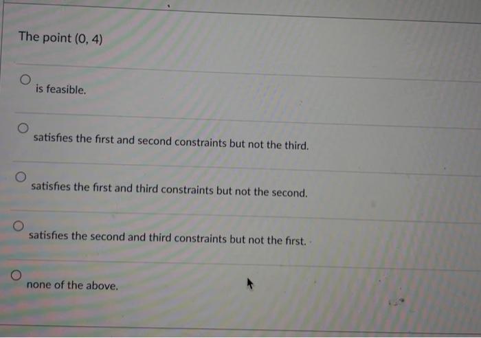 Solved The point (4,0) is feasible. infeasible. an extreme | Chegg.com