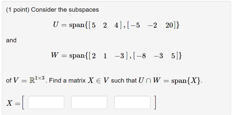 Solved (1 ﻿point) ﻿Consider the | Chegg.com