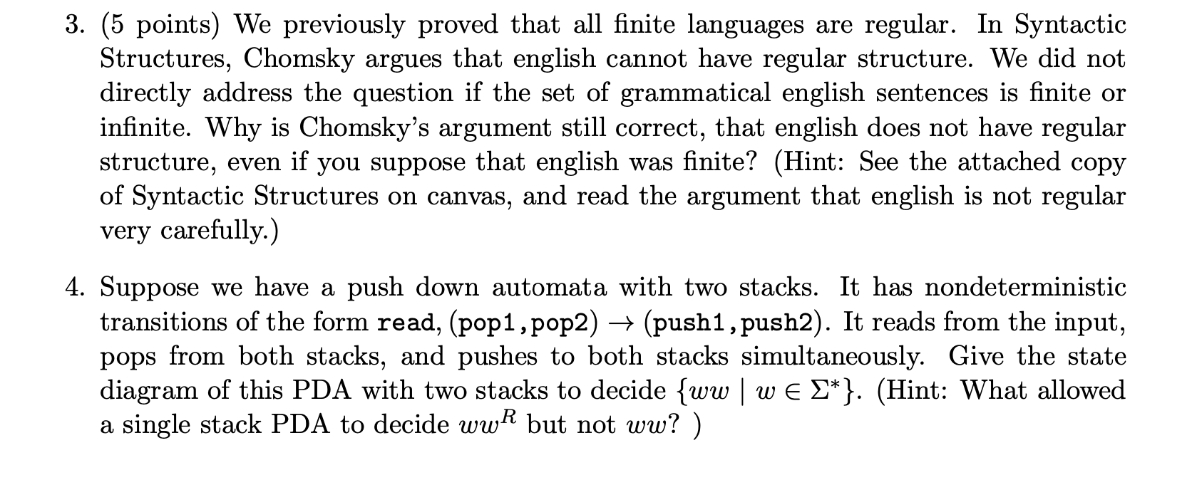 Solved 2. ﻿Suppose we have a push down automata with two | Chegg.com