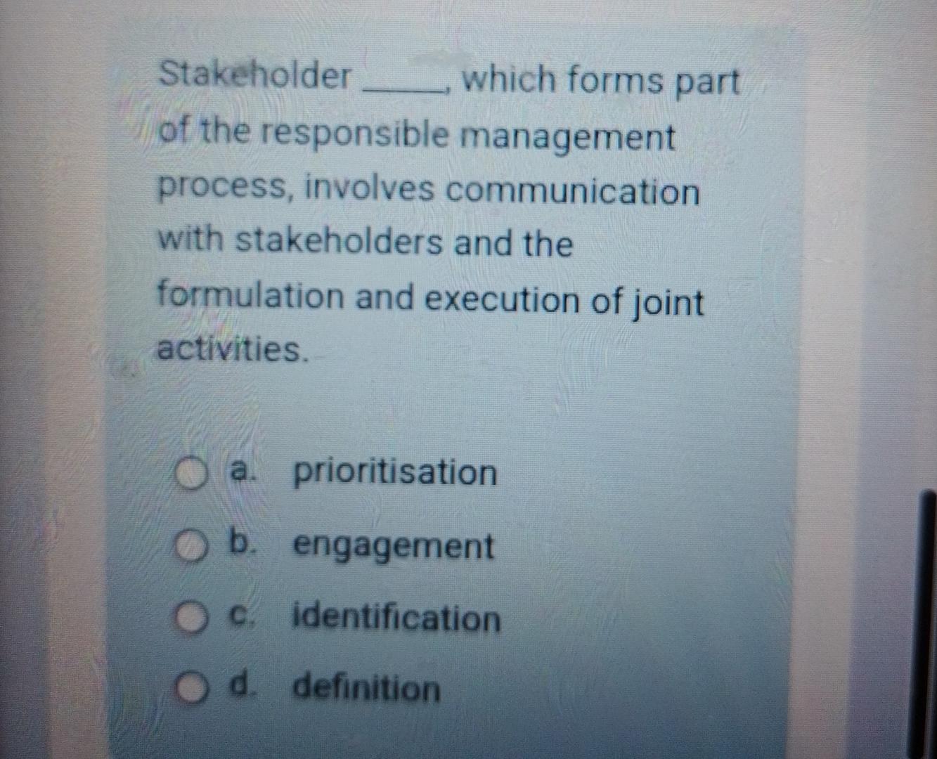 Solved Stakeholder which forms part of the responsible | Chegg.com