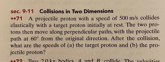 Solved sec. 9-11 Collisions in Two Dimensions ..71 A | Chegg.com