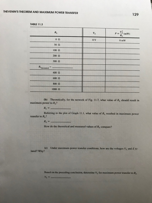 Solved Part 2 Maximum Power Transfer (Validating the | Chegg.com