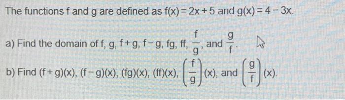 Solved The functions f and g are defined as f(x)=2x+5 and | Chegg.com