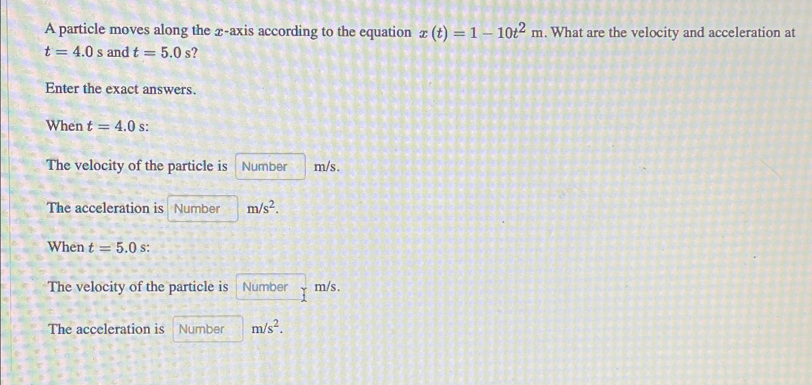Solved A particle moves along the x-axis according to the | Chegg.com