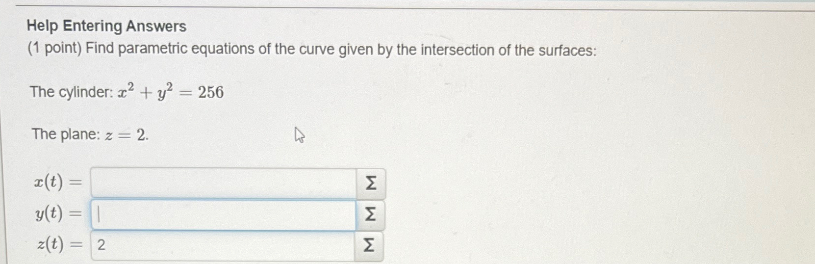 Solved Help Entering Answers(1 point) Find parametric | Chegg.com Solved Help Entering Answers(1 point) Find parametric | Chegg.com