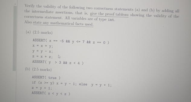 Solved Verify the validity of the following two correctness | Chegg.com