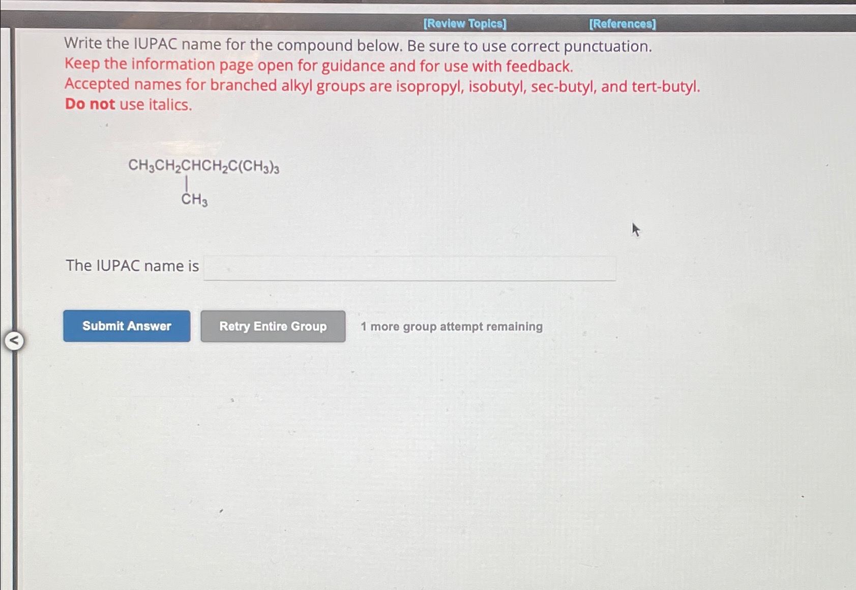 Solved [Review Topics][References]Write the IUPAC name for | Chegg.com