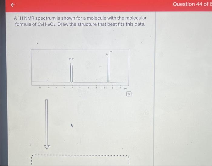 Solved A 'H NMR spectrum is shown for a molecule with the | Chegg.com