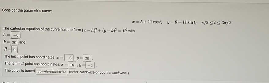 Solved Consider the parametric | Chegg.com