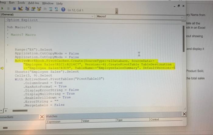 Solved i recorded a macro in excel and when i try to run it | Chegg.com